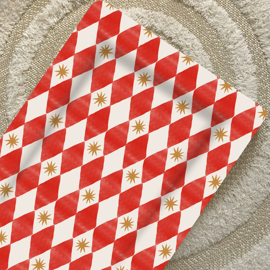Standard Baby Changing Mat | Red Harlequin Print | Bobbin and Bumble UK ...
