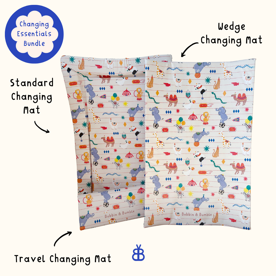 Complete Baby Changing Mat Bundle – Circus Animal Print | Bobbin ...