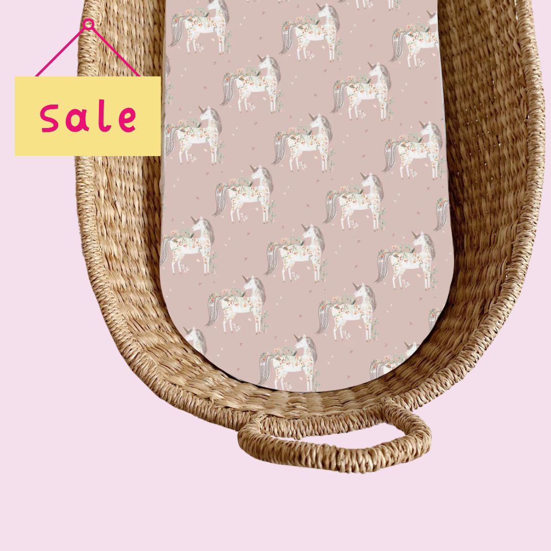 Basket Changing Mat - Pink Unicorn Print | Bobbin and Bumble