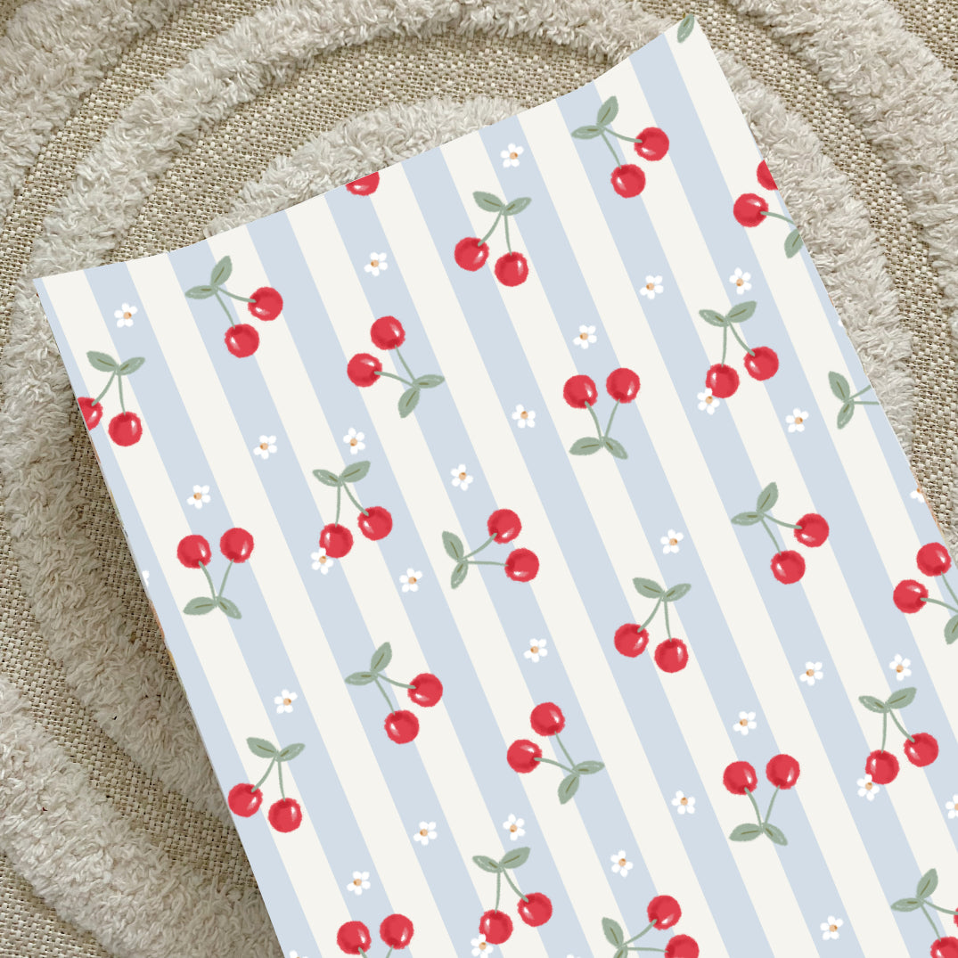 Wedge Baby Changing Mat | Cherry Stripe | Bobbin and Bumble | UK ...