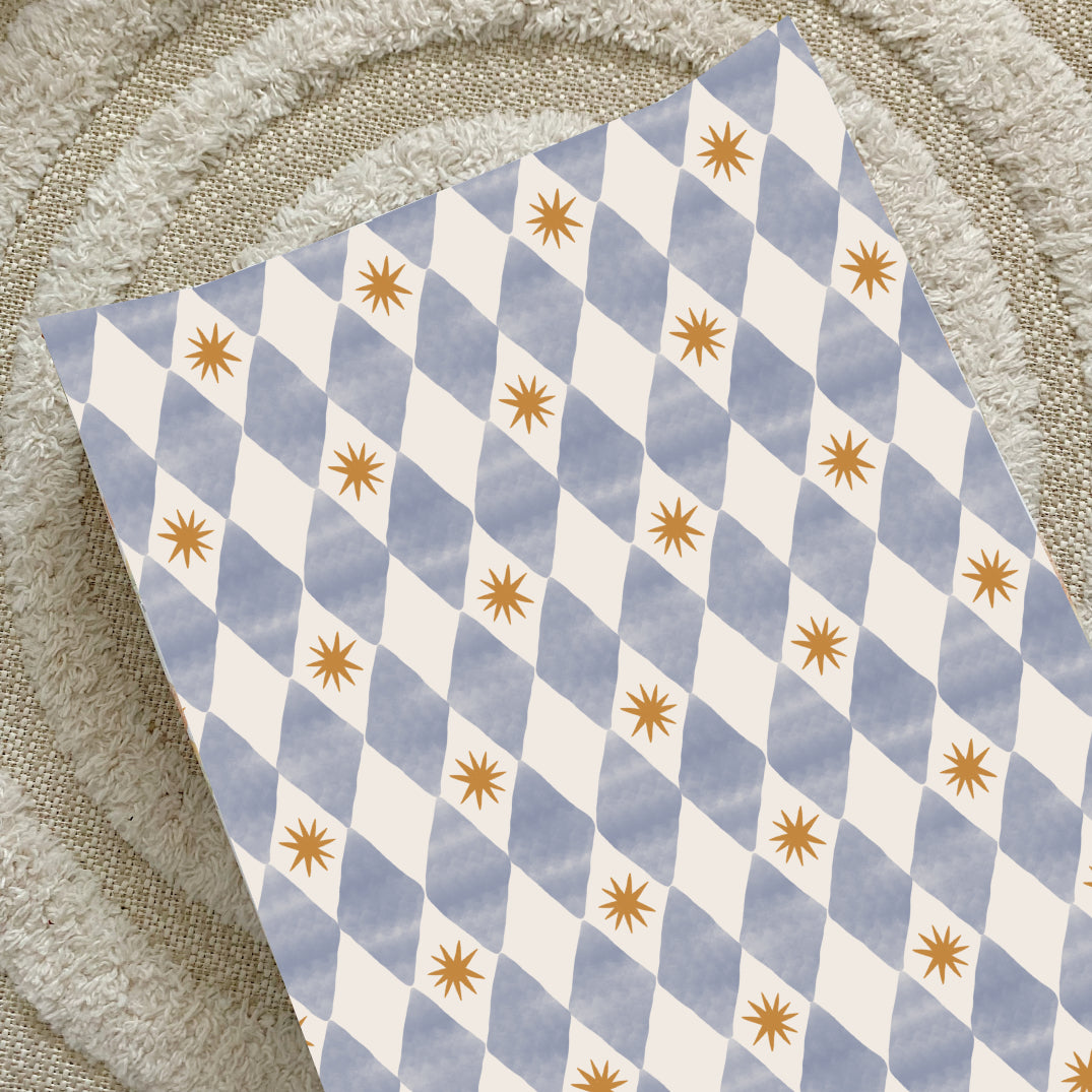 Wedge Baby Changing Mat | Harlequin Blue Print | Bobbin and Bumble | UK ...