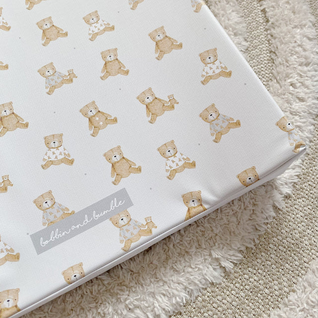 Anti-Roll Wedge Baby Changing Mat - Teddy Bears print | Bobbin and Bumble